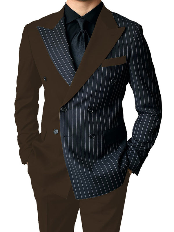 Color Matching Man's Wedding Suit Chocolate 2 Pieces Slim Fit Men's Su