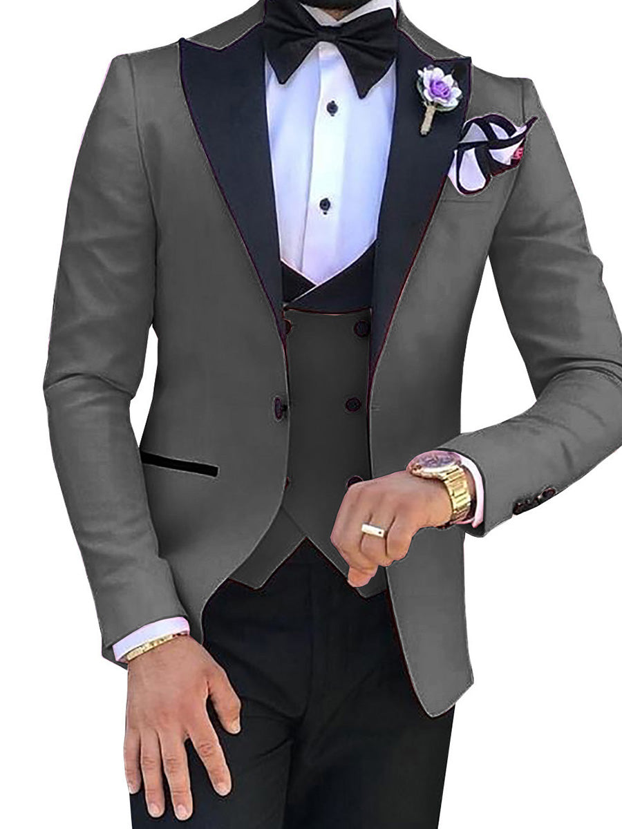 Men's 3 Piece Suit Grey Elegant Banquet Evening Suits
