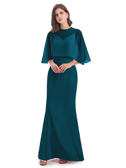 Ink Blue Bridesmaid Dress Tara Vintage Trumpet-Hourglass Long Chiffon