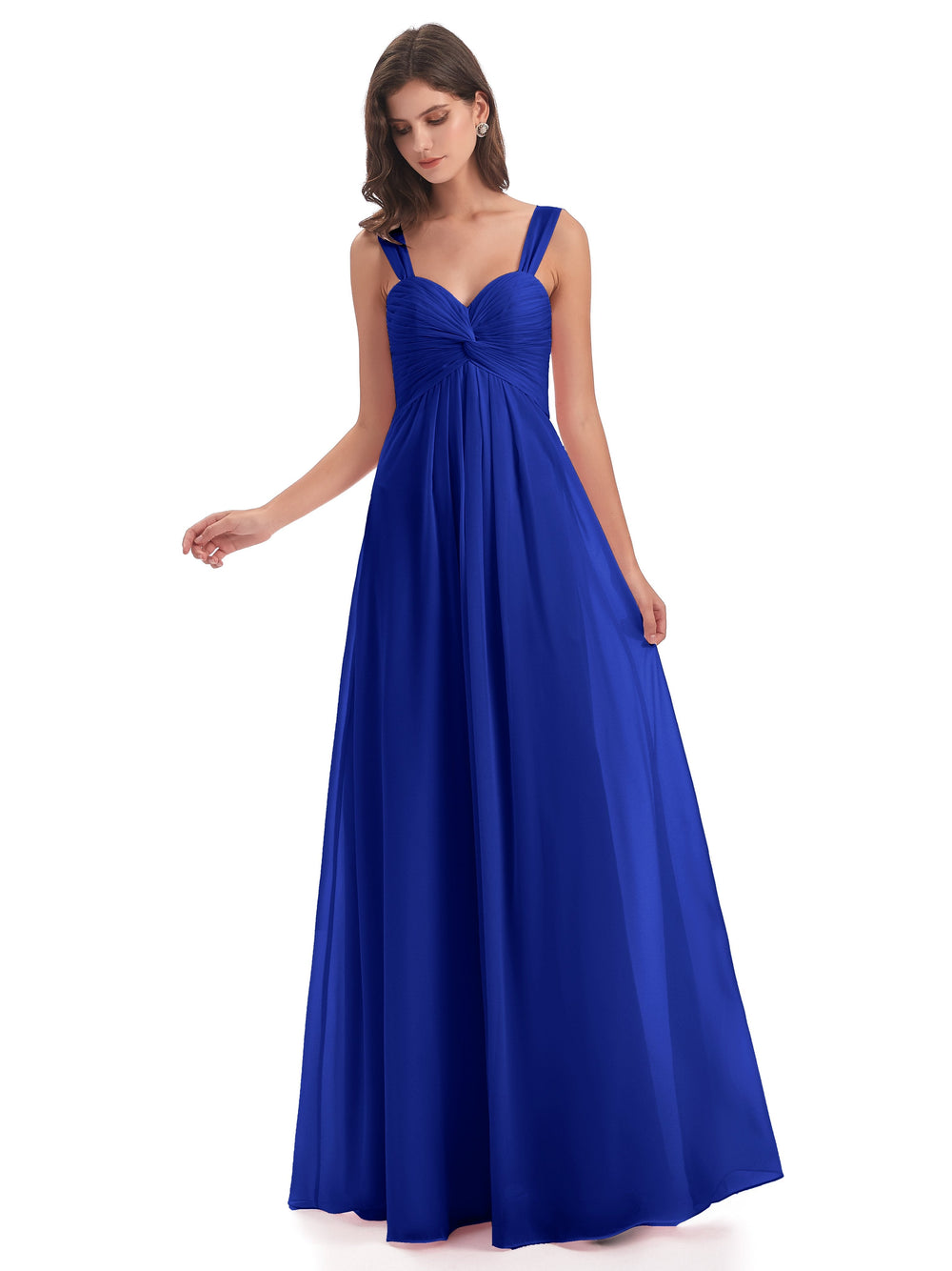 Royal Blue Dress Bridesmaid Egypt A-Line Straps Floor-Length Chiffon B