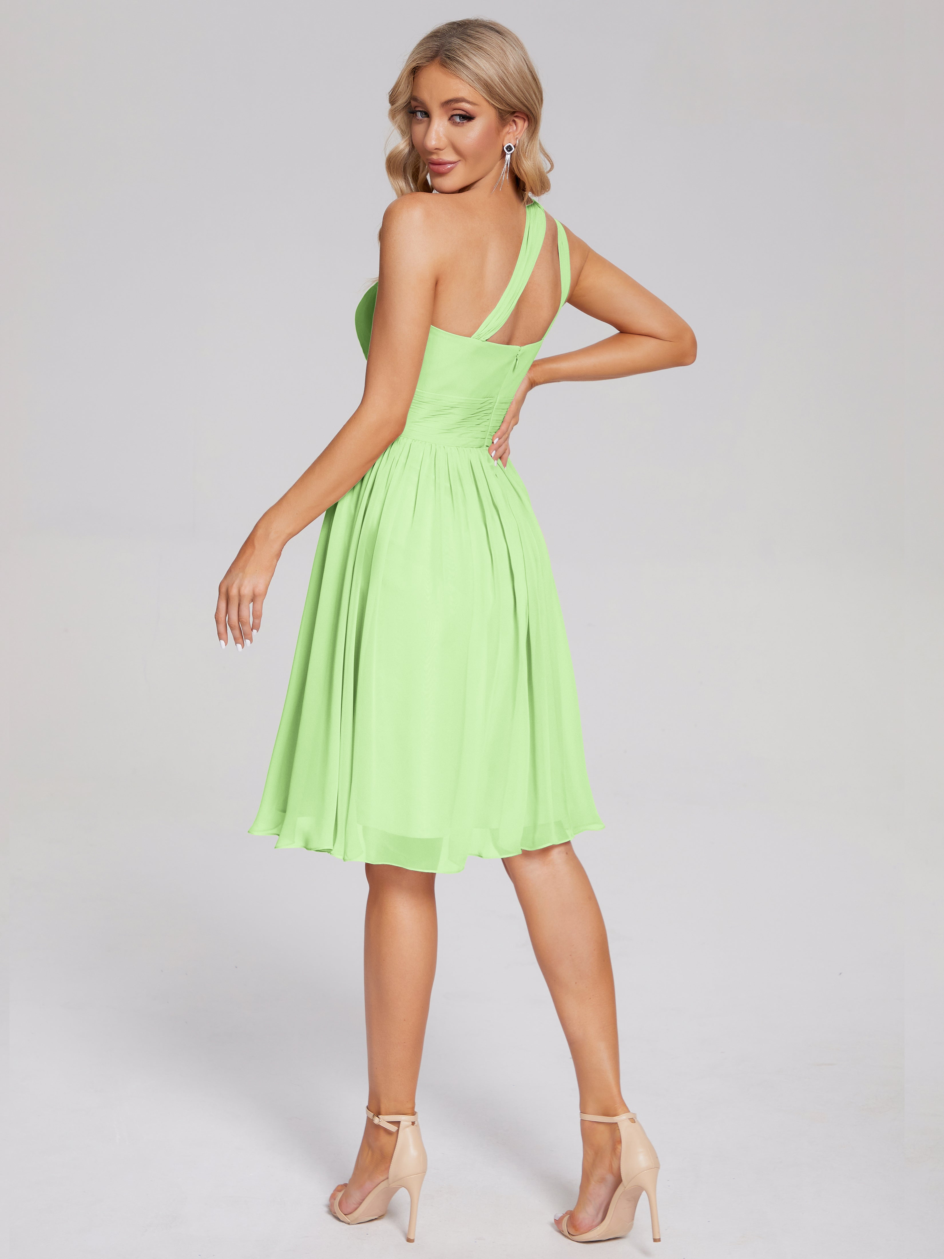Bridesmaid Dresses Sage Green Arielle One-Shoulder Short Chiffon Bride