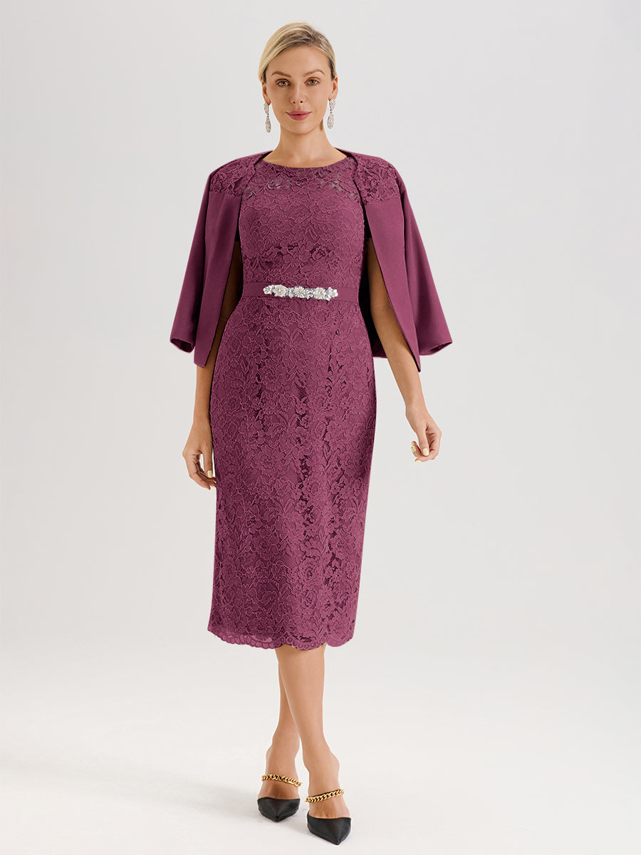 Cicinia Mulberry 2 Piece Mother Of The Bride Dresses Lace Chiffon Slee