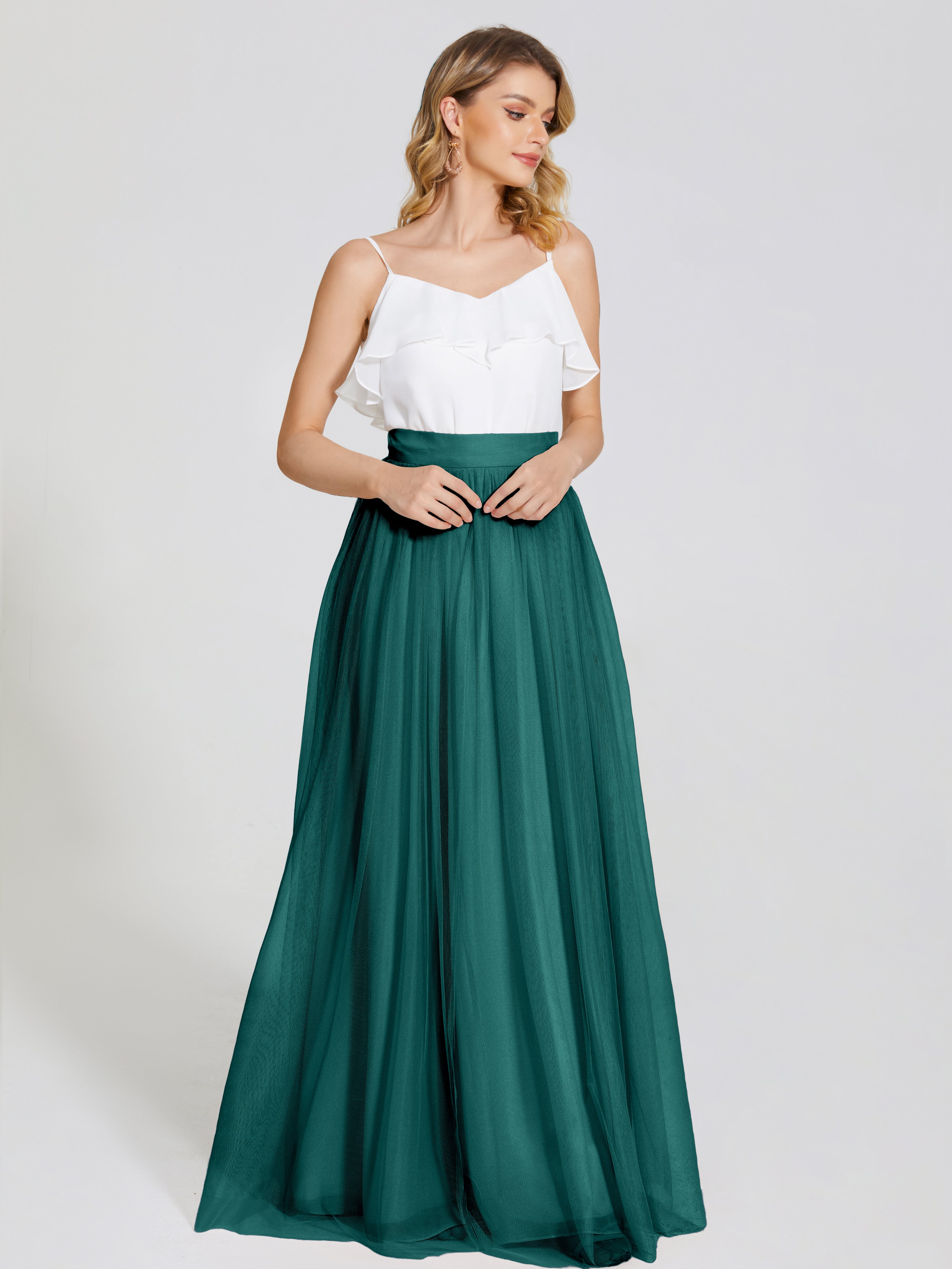 Peacock Blue Bridesmaid Dresses Uk Hayden Simple A-Line Long Tulle Ski