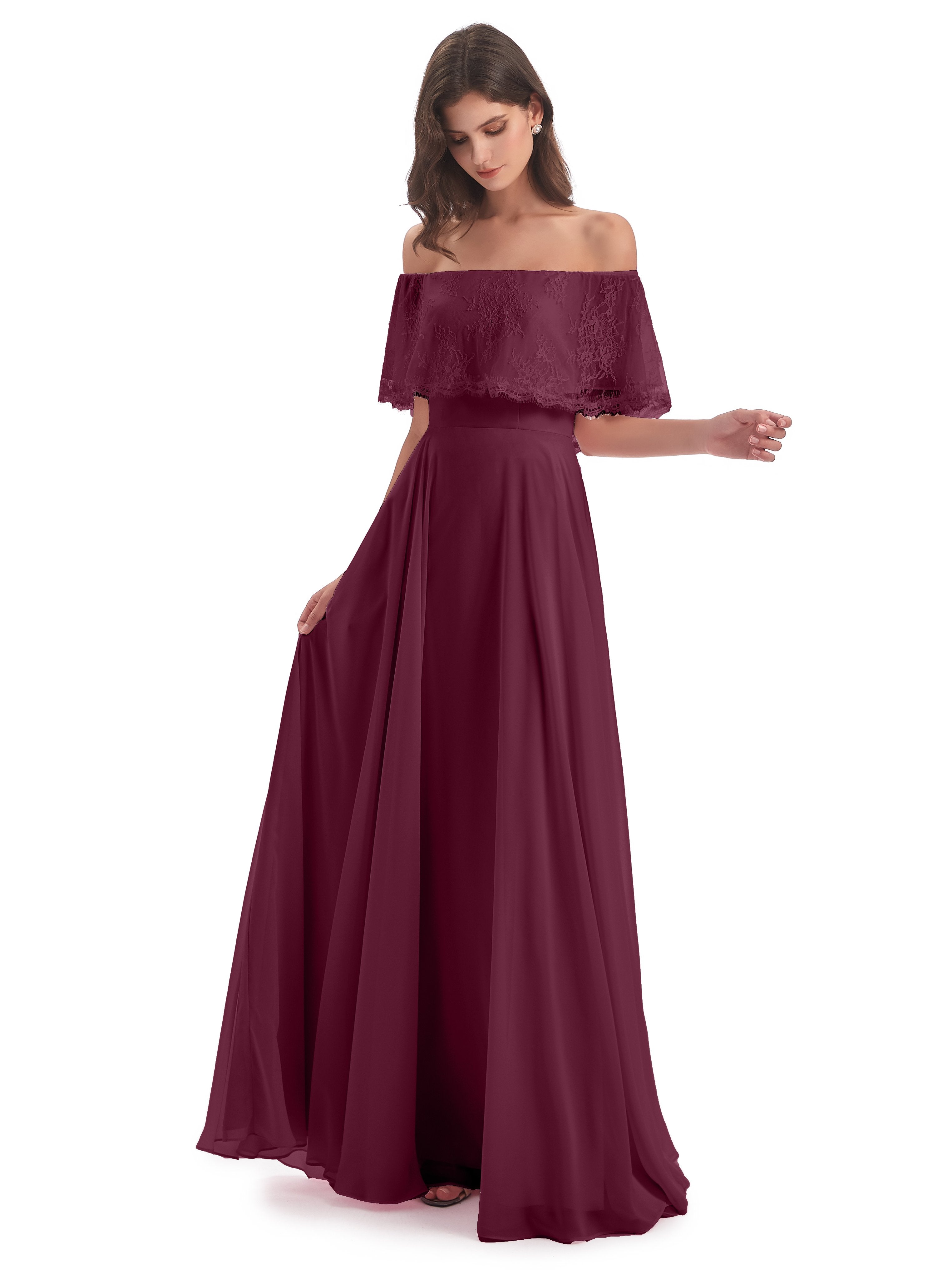 Mulberry Color Bridesmaid Dresses Hannah Off The Shoulder Long Fashion