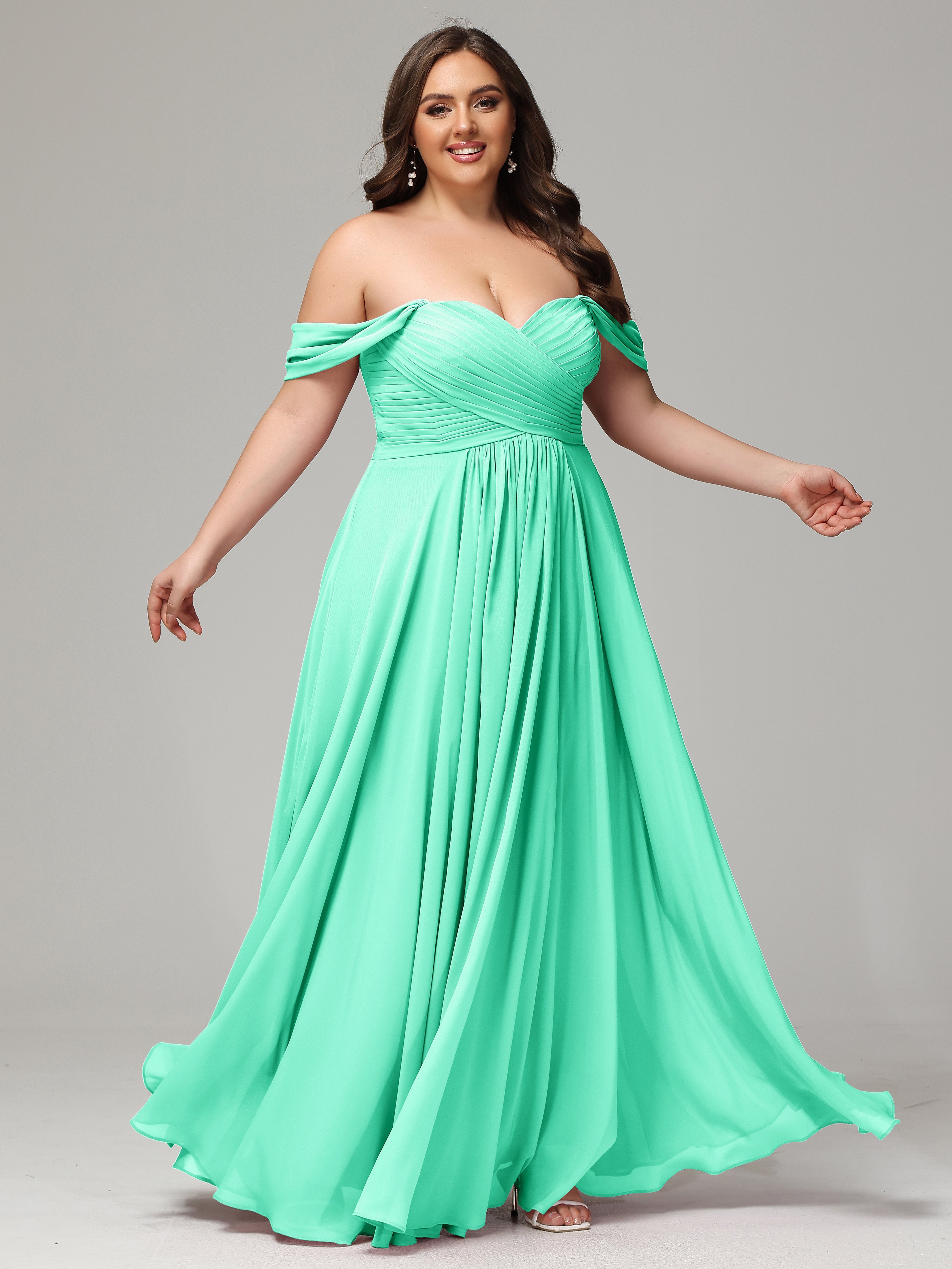 Plus Size Turquoise Bridesmaid Dresses Off The Shoulder Backless Long