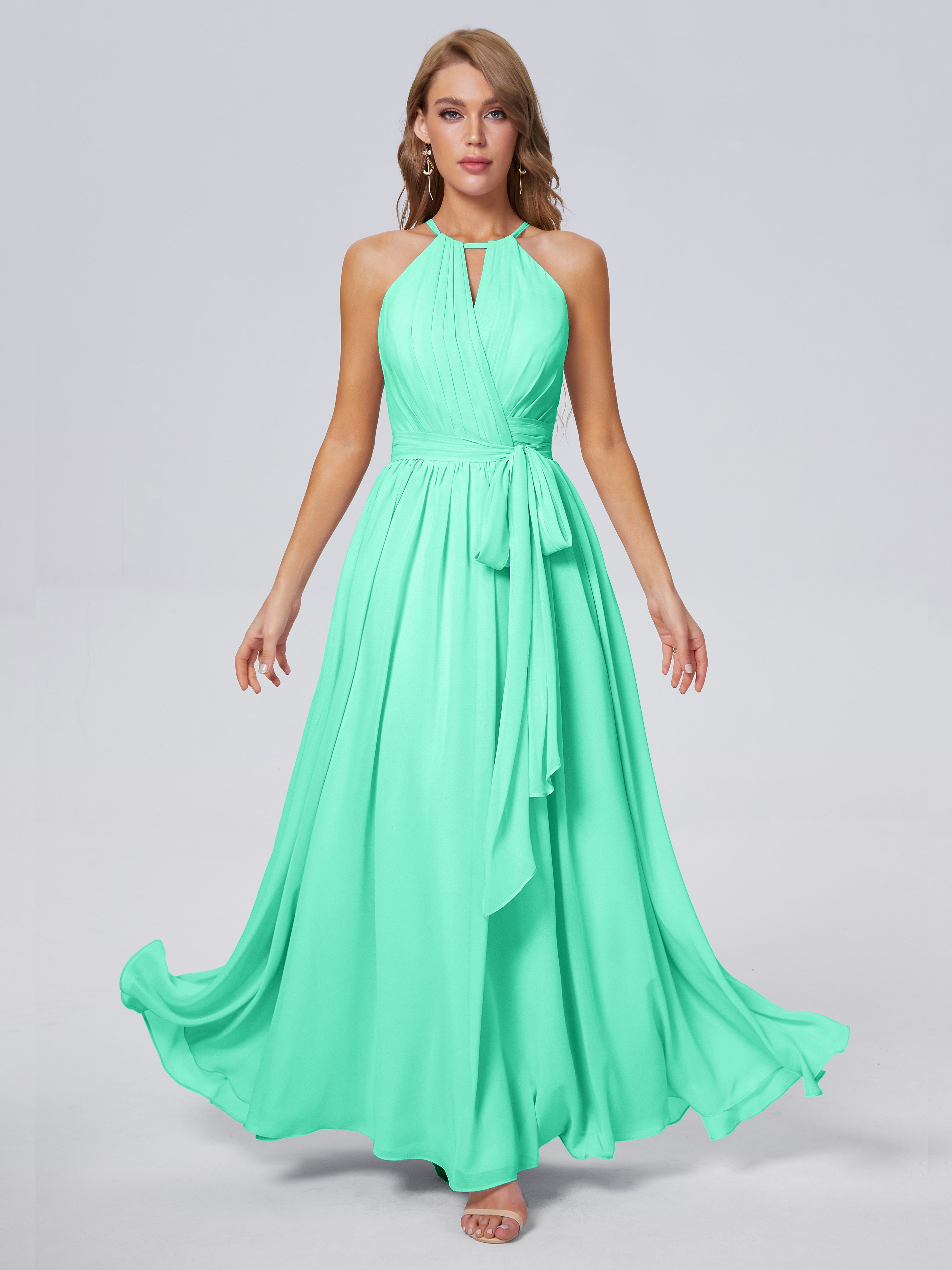 Turquoise Bridesmaid Dresses Amy Brilliant Halter Chiffon Bridesmaid D