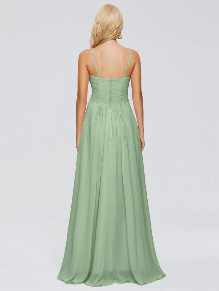 Isla Cute Spaghetti Straps Chiffon Bridesmaid Dresses