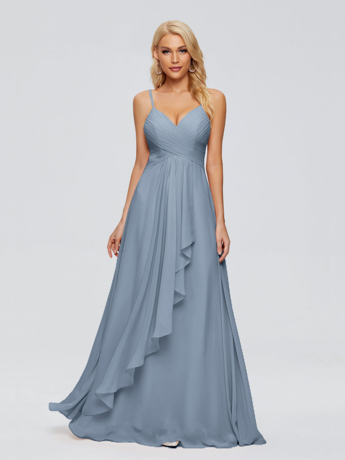 Dusty Blue Bridesmaid Dresses With Sleeves Isla Cute Spaghetti Straps