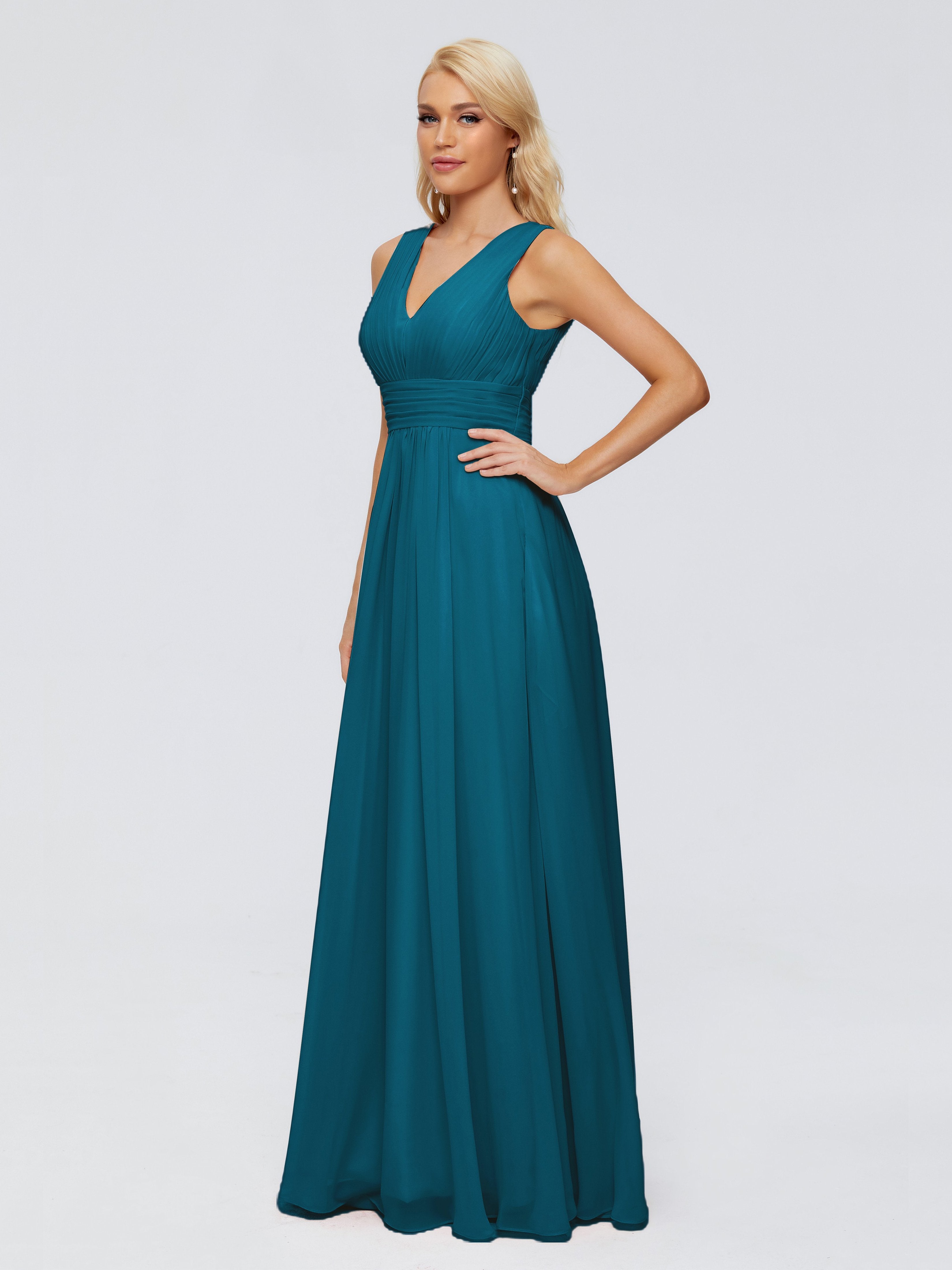 Ink Blue Bridesmaid Dress Juliana Modest A-Line Chiffon Bridesmaid Dre