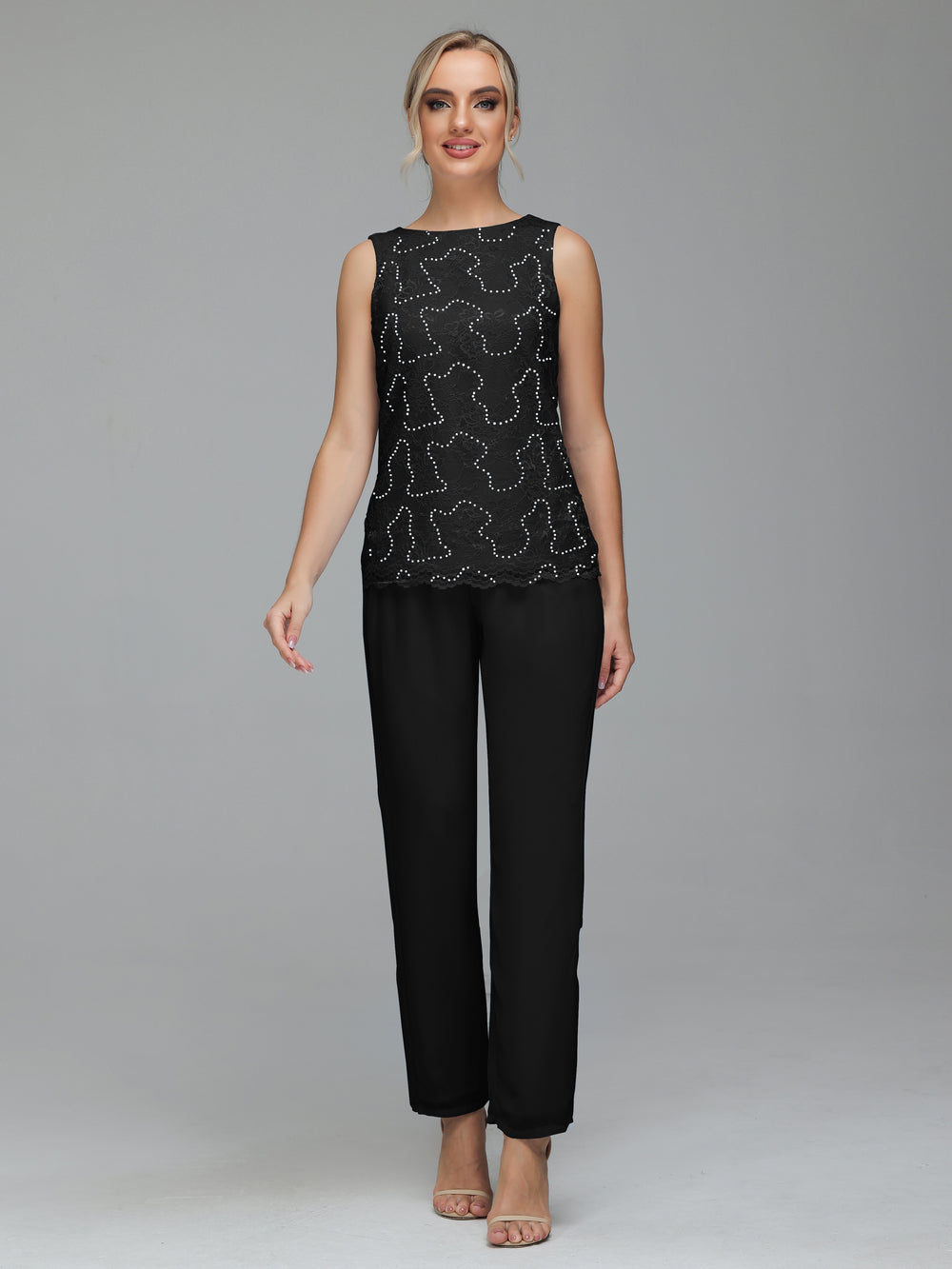 3 Pieces Chiffon Mother of Bride Dress Pant Suits | Cicinia