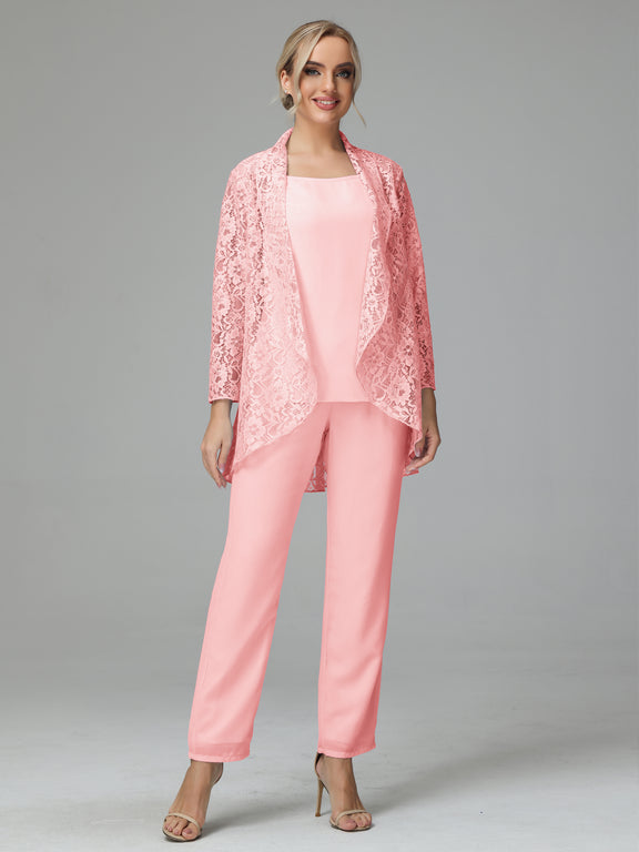 Pantsuit Separates Scoop Floor-Length Chiffon Mother of the Bride Dres
