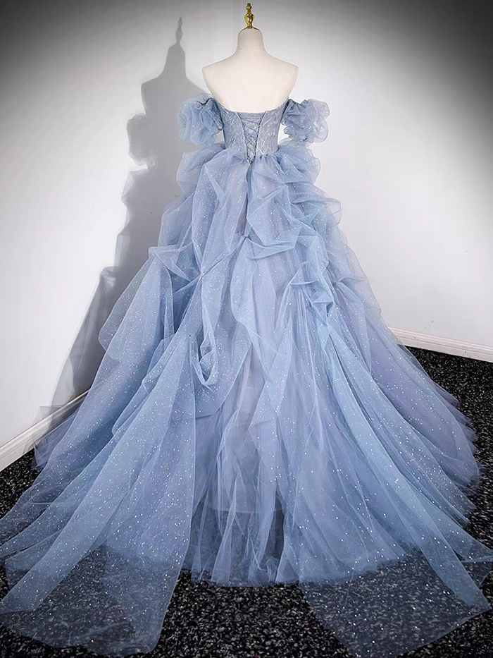 Strapless Ruffles Tulle Long Princess Quinceanera Dress