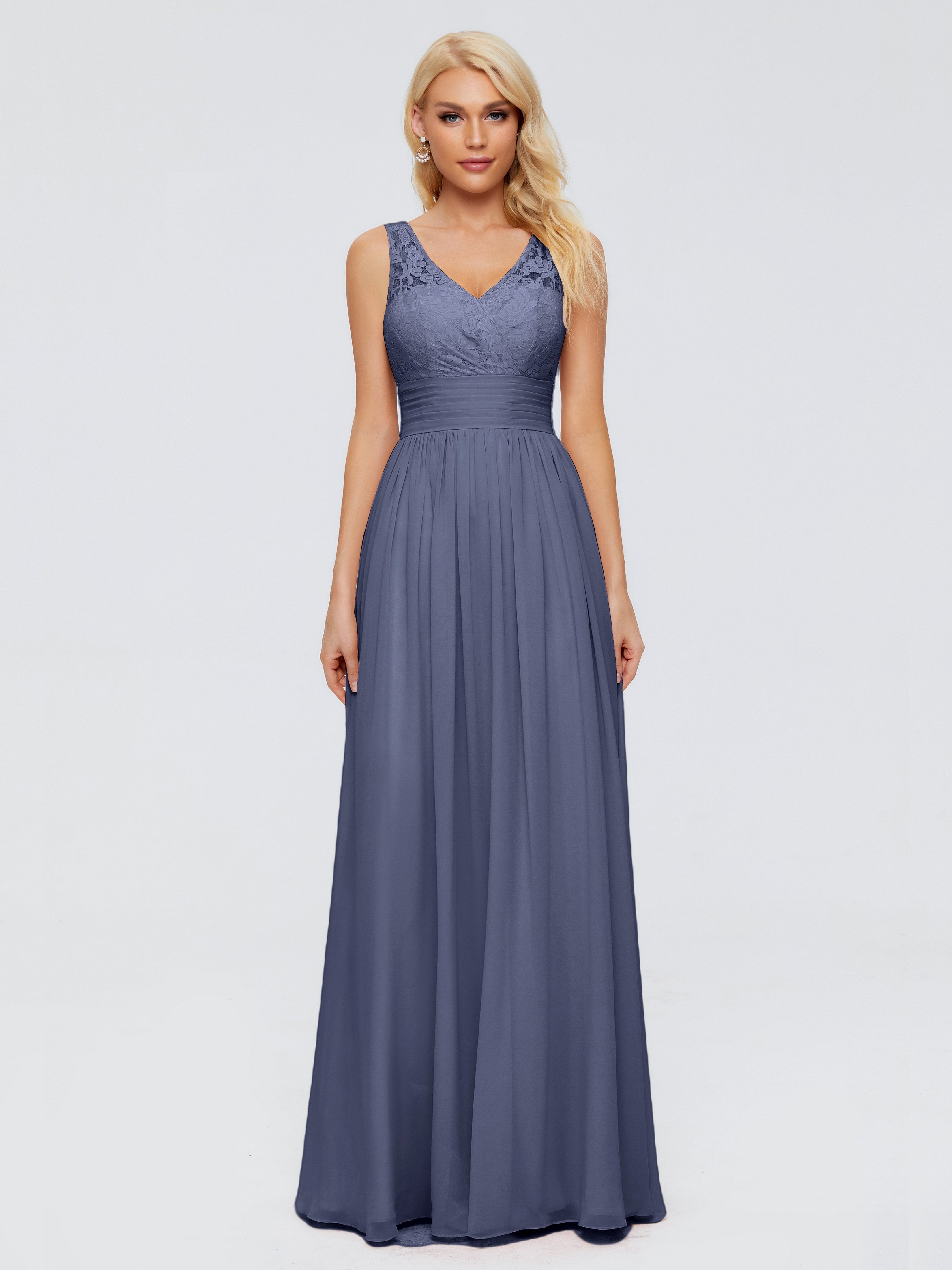Stormy Bridesmaid Dress Valerie Pretty V Neck Straps Chiffon Bridesmai
