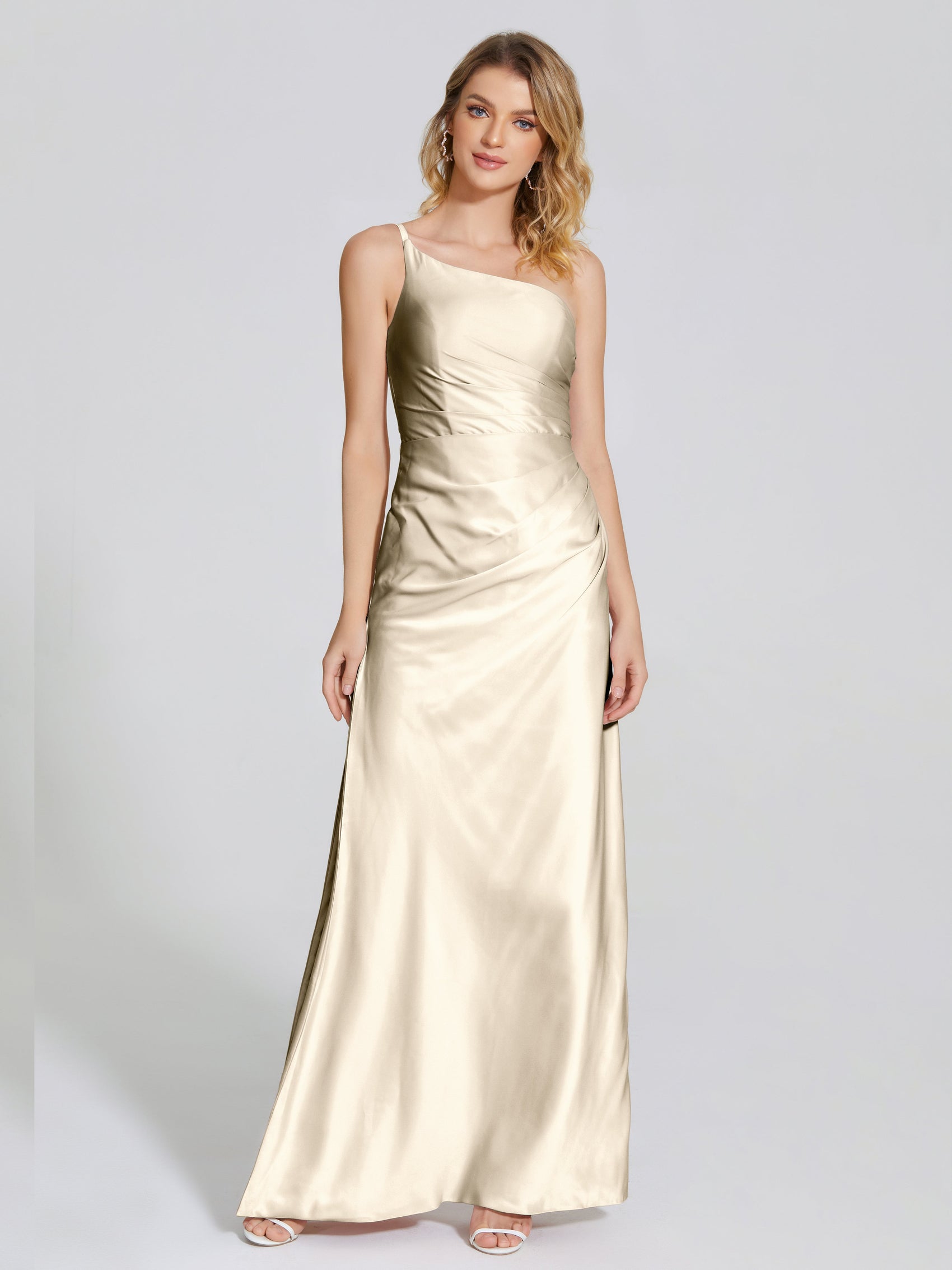 Angela One Shoulder Soft Satin Bridesmaid Dresses