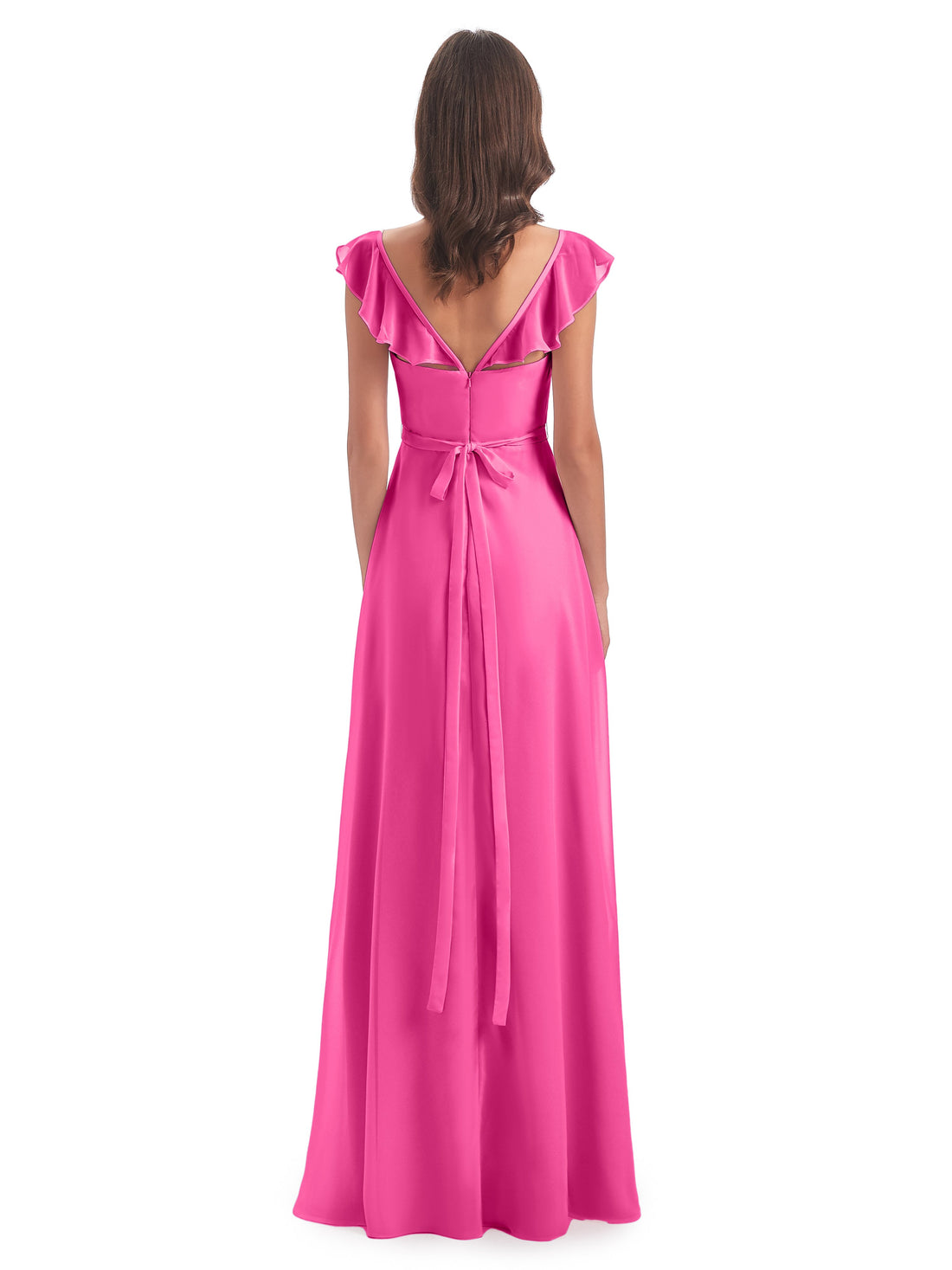 Darcie Chiffon Sheath Cap Sleeves Long Bridesmaid Dresses