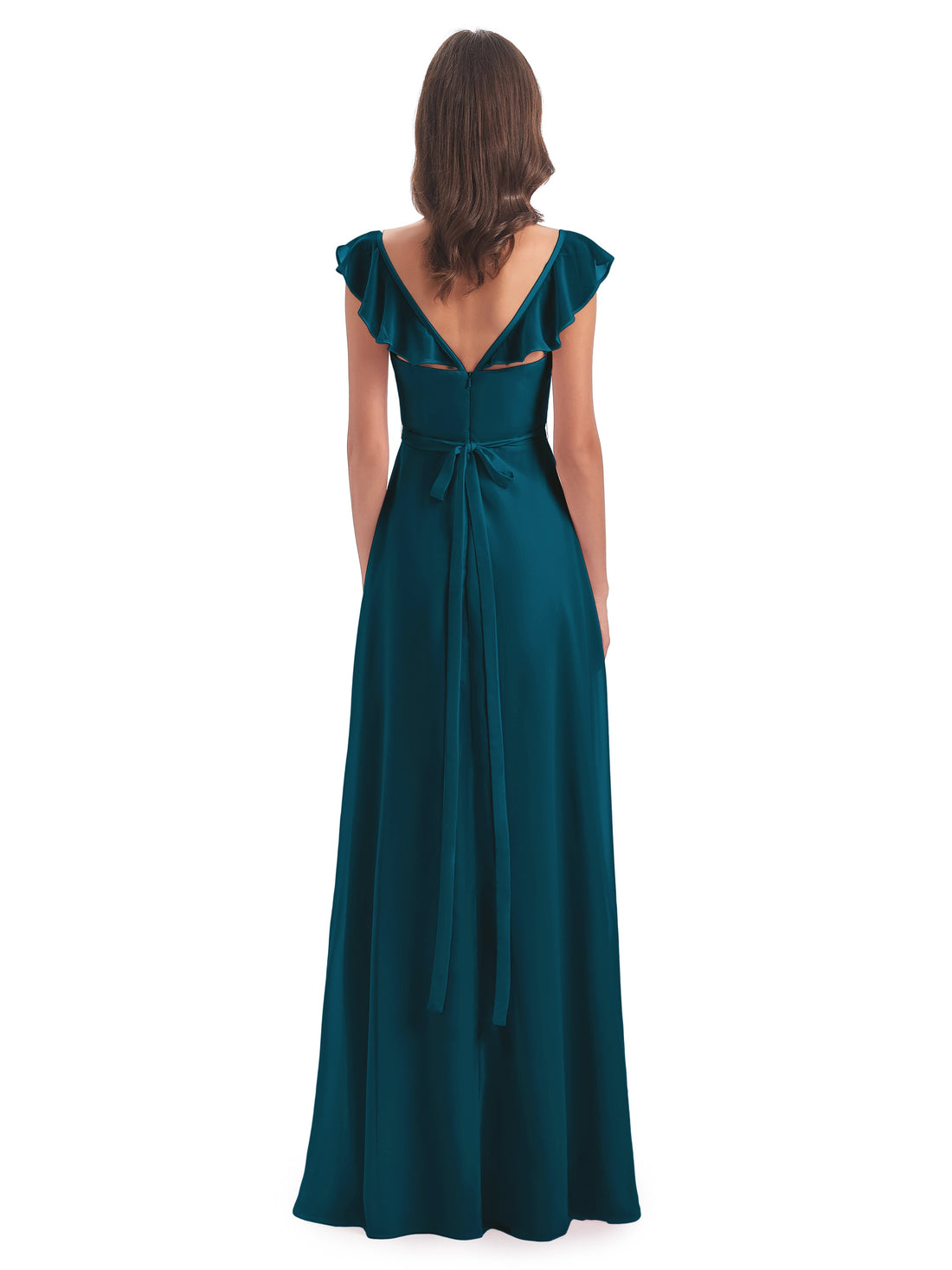 Darcie Chiffon Sheath Cap Sleeves Long Bridesmaid Dresses