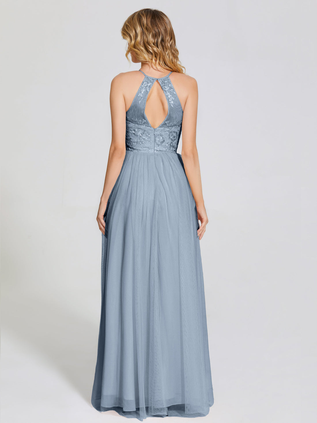 Destiny Halter Embroidered Tulle Bridesmaid Dresses
