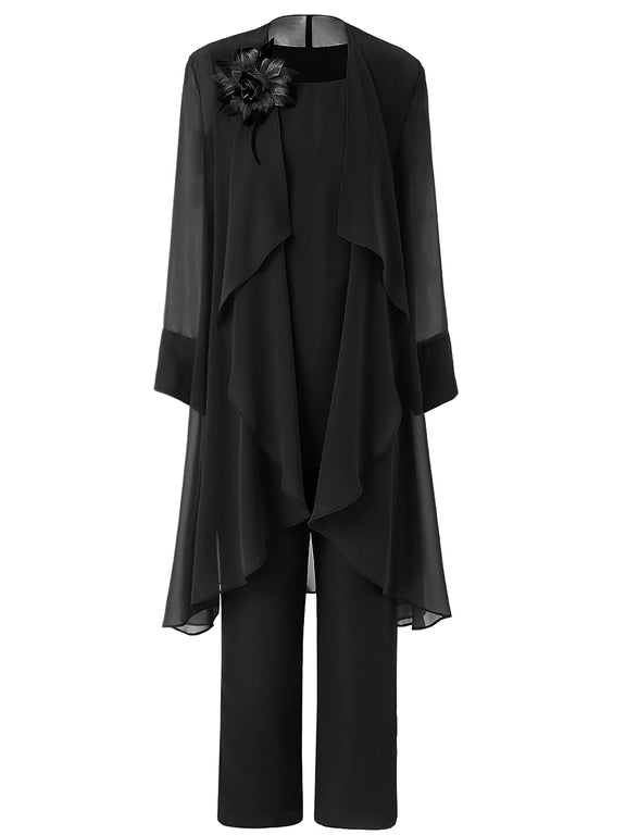 Floral Chiffon Mother of the Bride Dress Pant Suits | Cicinia