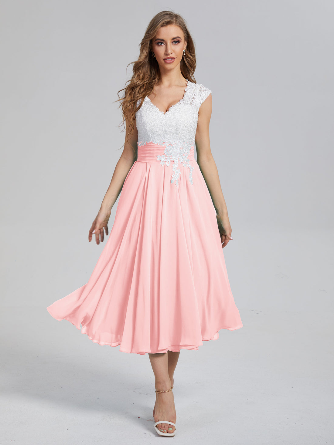 Graceful Lace Tea Length Chiffon Mother of the Bride Dresses Graceful Lace Tea Length Chiffon Mother of the Bride Dresses
