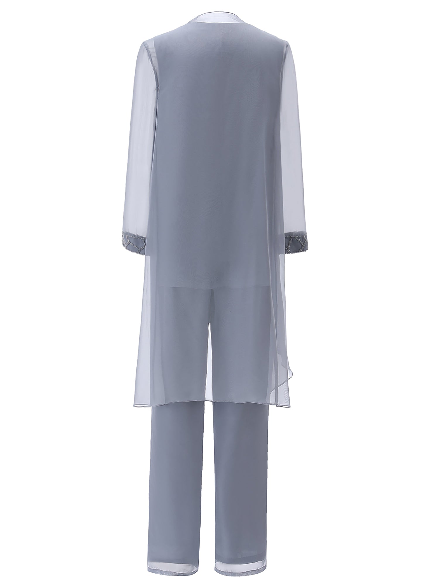 Long Sleeves Chiffon Mother of the Bride Dress Pant Suits | Cicinia