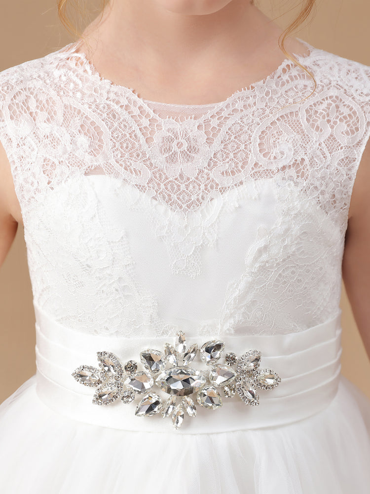 Princess Lace Flower Girl Dress with Training