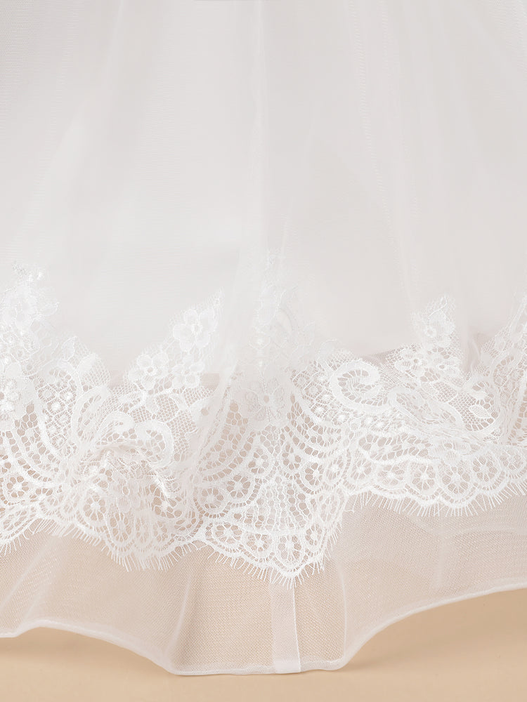 Princess Lace Flower Girl Dress with Training