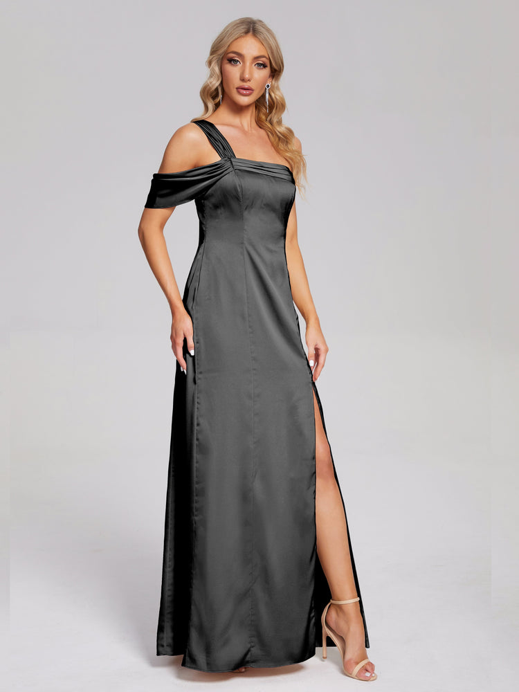 Raelyn Asymmetrical Pleats Soft Satin Dresses