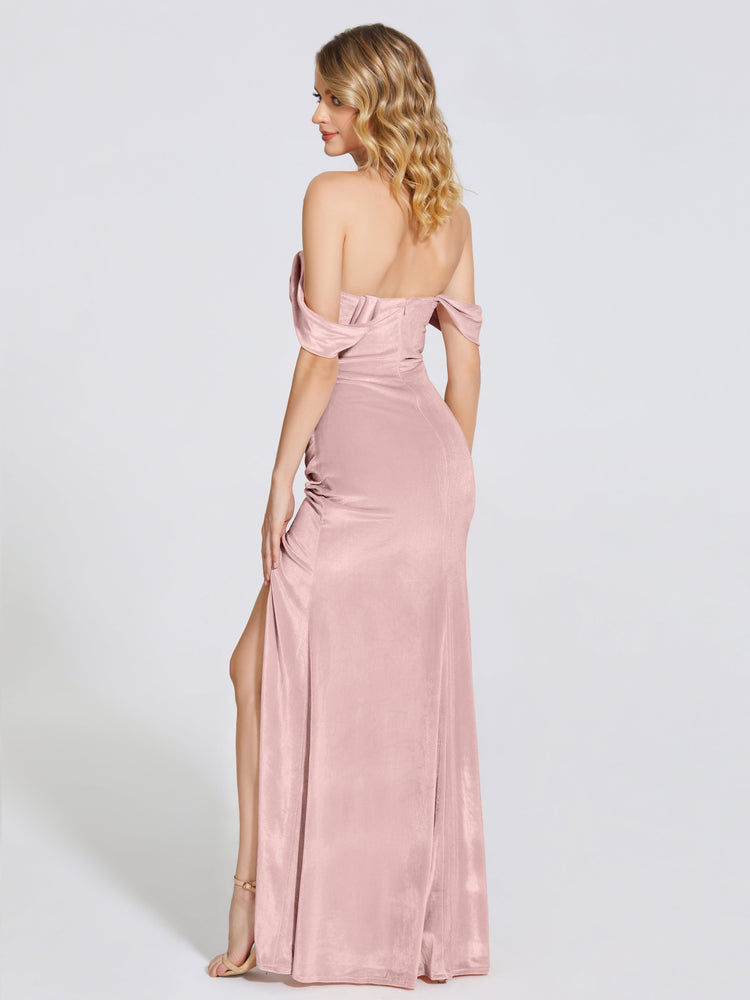 Sienna Pretty Split Velvet Bridesmaid Dresses