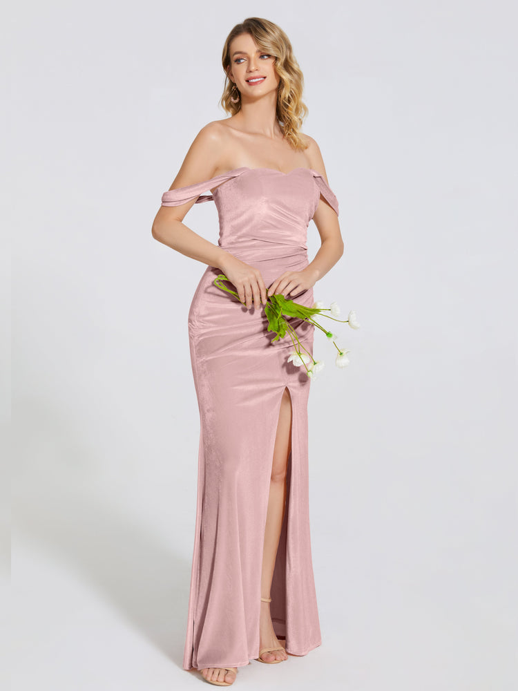 Sienna Pretty Split Velvet Bridesmaid Dresses