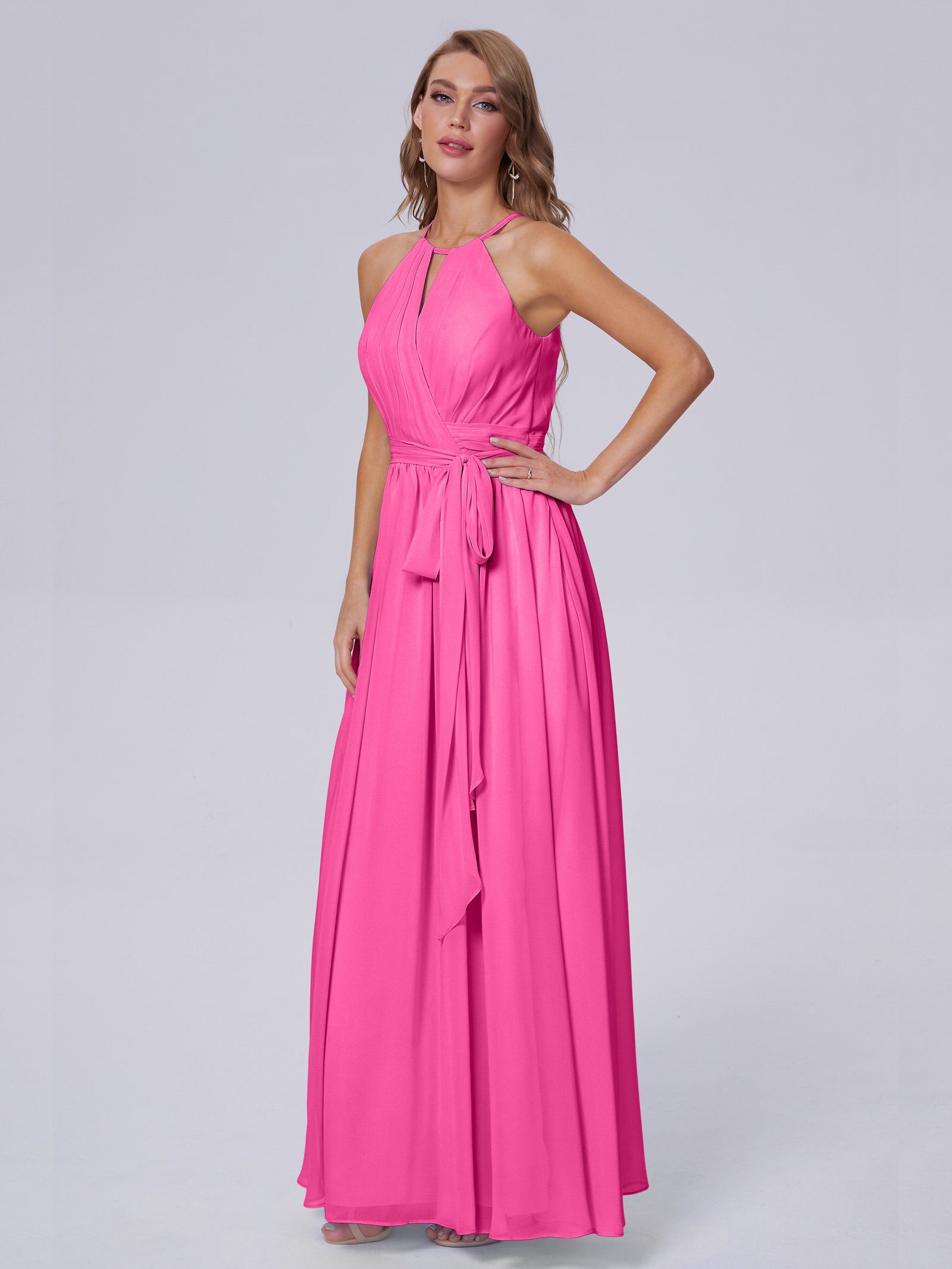 Amy Brilliant Halter Chiffon Bridesmaid Dresses