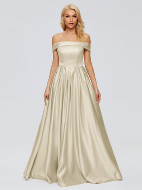 Annabelle Off the Shoulder Satin Prom Dresses