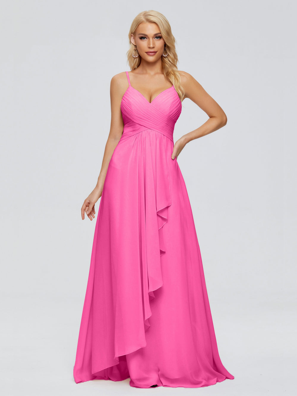 Isla Cute Spaghetti Straps Chiffon Bridesmaid Dresses