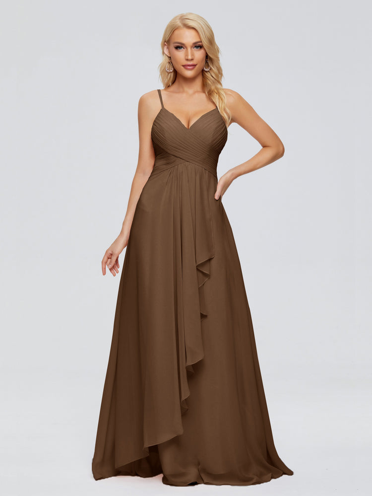 Isla Cute Spaghetti Straps Chiffon Bridesmaid Dresses