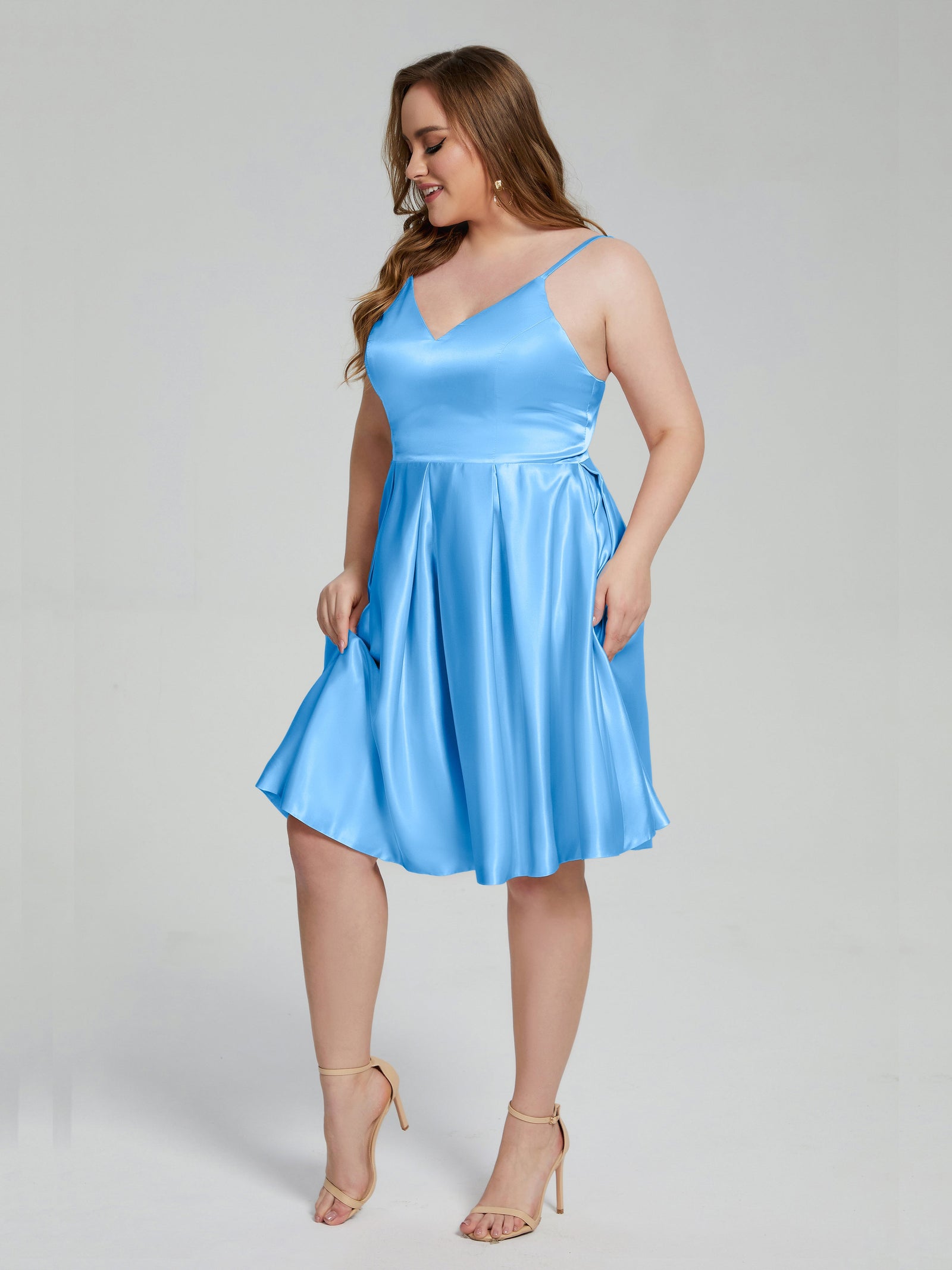 Josie Cute V Neck Short Plus Size Bridesmaid Dresses