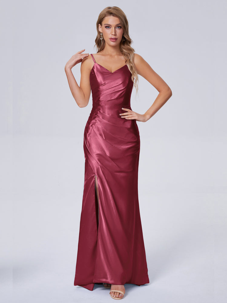 Makayla Hot Split Soft Satin Bridesmaid Dresses